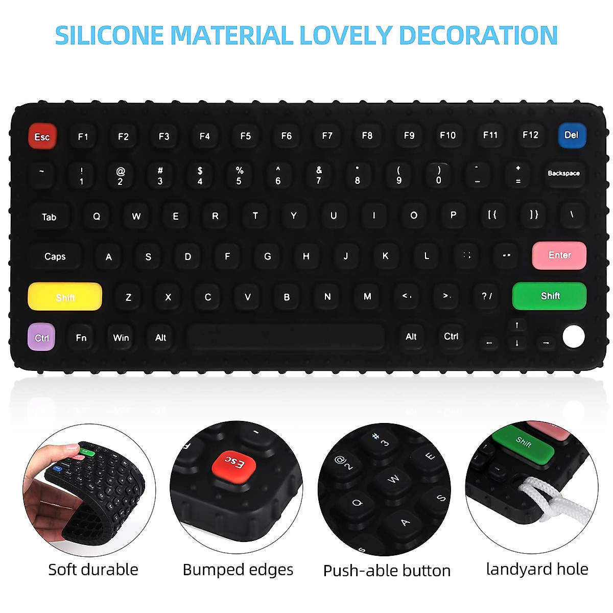 Chuya Baby Teething Toys 2 Pack Teether Toys for Babies for Baby 3-6-12-24 months, Chew Toys for Infant Newborn for Baby Keyboard Shape Silicone Teethers, Soothe Babies Sore Gums