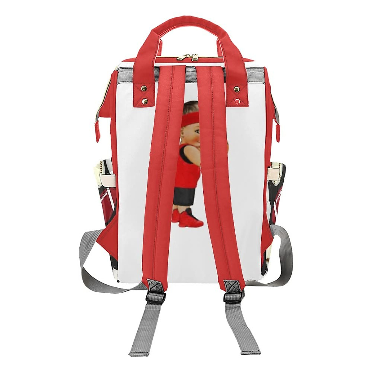 CUXWEOT Personalized Basketball Red Boy Diaper Bag with Name Nappy Bags Shoulder Daypack Mummy Backpack for Mom Girl Gift