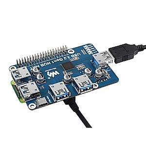 USB 3.2 Gen 1 HUB HAT for Raspberry Pi,4X USB 3.2 Gen1 Ports,4X USB 3.2 Gen1 Ports,Compatible with USB 3.0 / 2.0 /1.1,Driver-Free