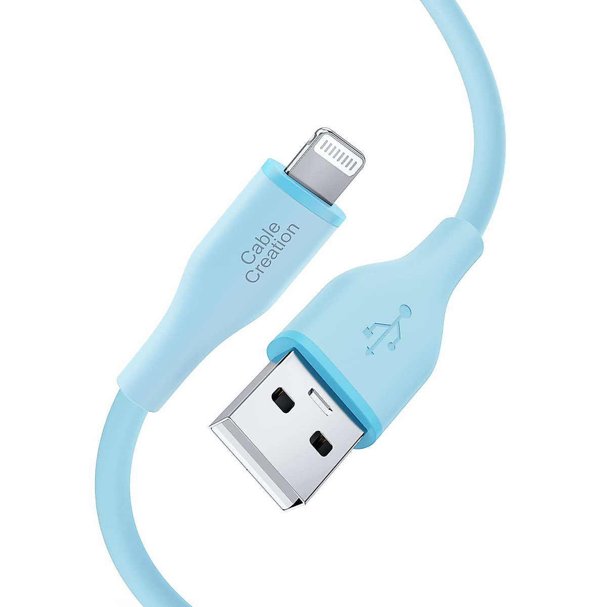 CableCreation Phone Charging Cord 6FT/1.8m, USB to Lightning Cable, USB Liquid Silicone Cord [MFi Certified] for iPhone 14/14 Pro/13/13 Pro/ 12 Pro Max/ 12/11 /X/XS/XR/ 8 Plus/AirPods Pro, Blue