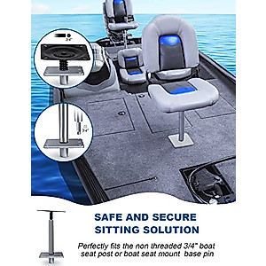 MATINA Boat Seat Base, 7" x 7" Aluminum Boat Seat Pedestal & Base with 3/4" Pin Post Socket, Heavy Duty Boat Accessories for Boat Seat Post & Boat Seat Mount to Install Boat Seats, 1 Pack
