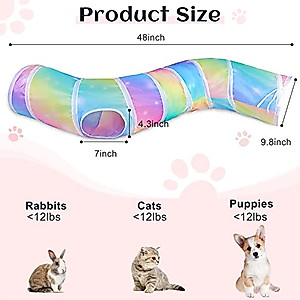 pickyNproud Cat Tunnel, S-Shape Cat Tunnels for Indoor Cats Foldable Cat Toys Cute Cat Tube with Mouse Toy Pet Cat Stuff