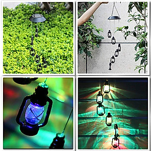 Color-Changing Solar Powered Lanterns Wind Chime Wind Moblie LED Light, Spinner Windchime Portable Outdoor Chime for Patio, Deck, Yard, Garden, Home(1Pcs)