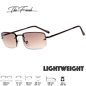 The Fresh Minimalist Small Rectangular Sunglasses Clear Eyewear Spring Hinge - Gift Box Package (202-Copper, Gradient Brown, 51)