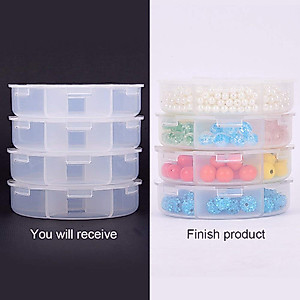 PandaHall 30 pcs 6 Grids Jewelry Dividers Box Organizer Clear Plastic Bead Case Storage Container for Beads, Jewelry, Nail Art, Small Items Craft Findings,Round, White, 8x2cm