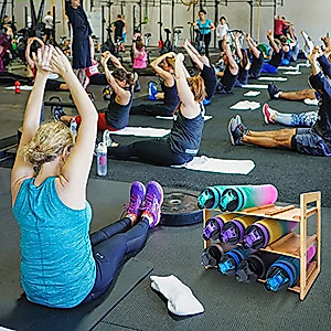 UCandy Water Bottle Organizer for Cabinet,12 Freestanding Bamboo Water Bottle Holder,Cup Organizer,Sturdy Water Bottle Organizer Rack for Cabinet, Kitchen, Countertop