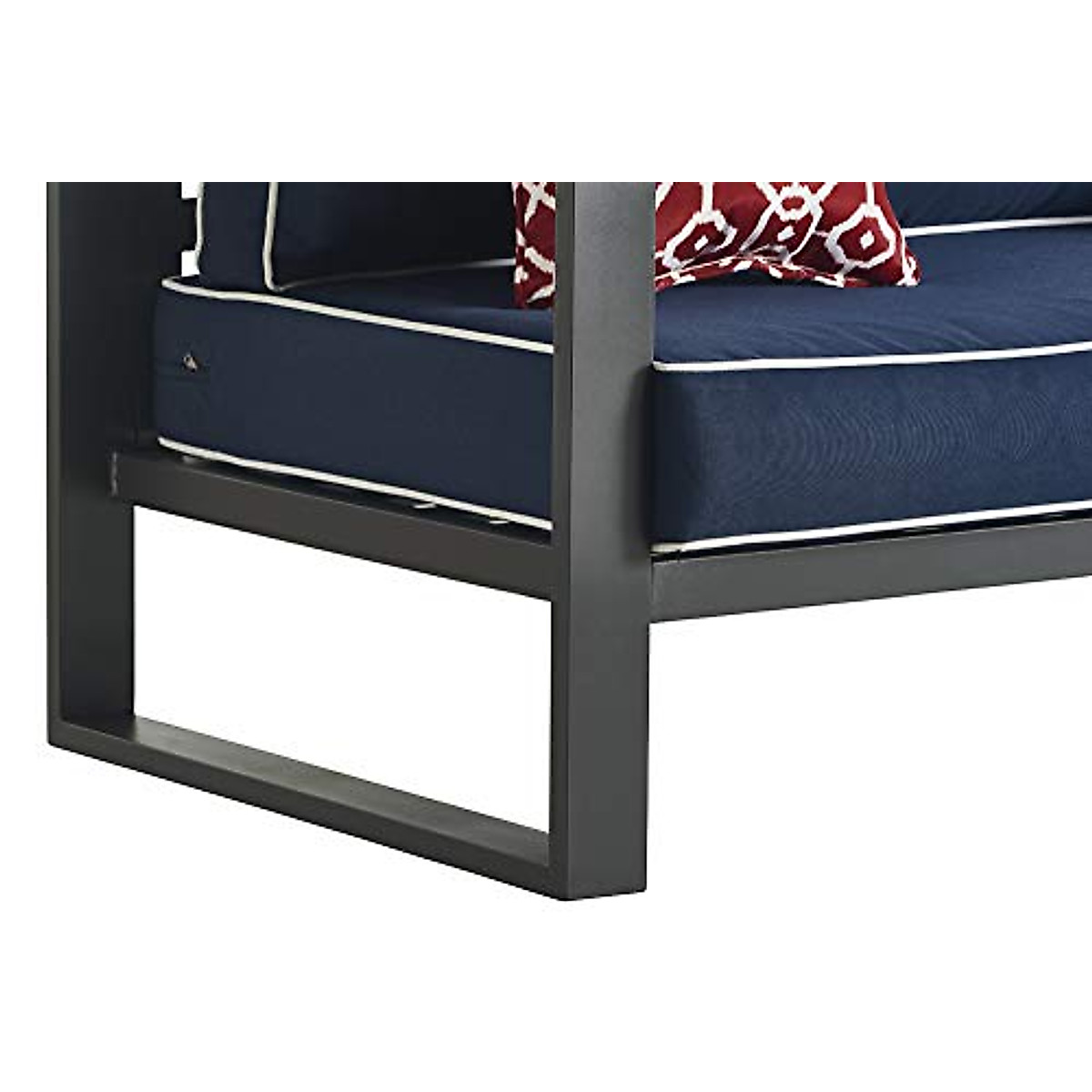 Tommy Hilfiger Monterey Modern Patio Outdoor Furniture Collection, Weather Resistant, Metal Frame, Sofa, Navy Blue & Dark Gray