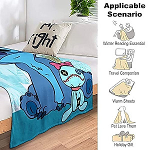 Throw Blanket Ultra-Soft Comfortable Blankets Flannel Fits Couch Sofa Office Suitable for All Season 50"x40"