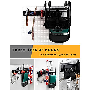 Garage Tool Organizer Wall Mount 48 Inches Max Load 539lbs ，Garage Storage, Garage Organization, Adjustable with 7 Heavy Duty Hooks and 4 Cable Ties, Yard Tools holder and Power Tool Organizer Rack