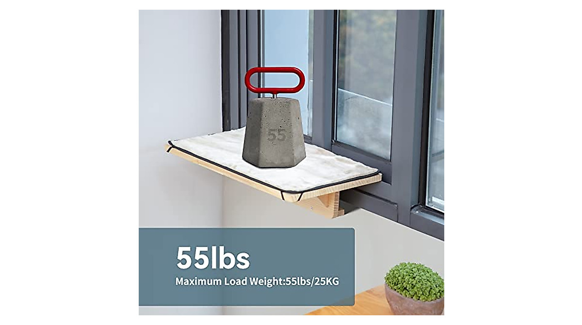 Cat Window Perch for 2 Cats - Space Saver with Fleece Mat