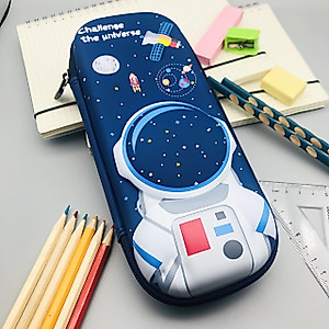 Hianan 3D Pencil Case for Kids, Waterproof Pencil Box with Compartments Pen Pouch (Astronaut)