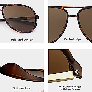 JM Retro Polarized Aviator Sunglasses Mirror Lightweight Eyeglasses for Men Women (Tortoise/Polarized Brown)