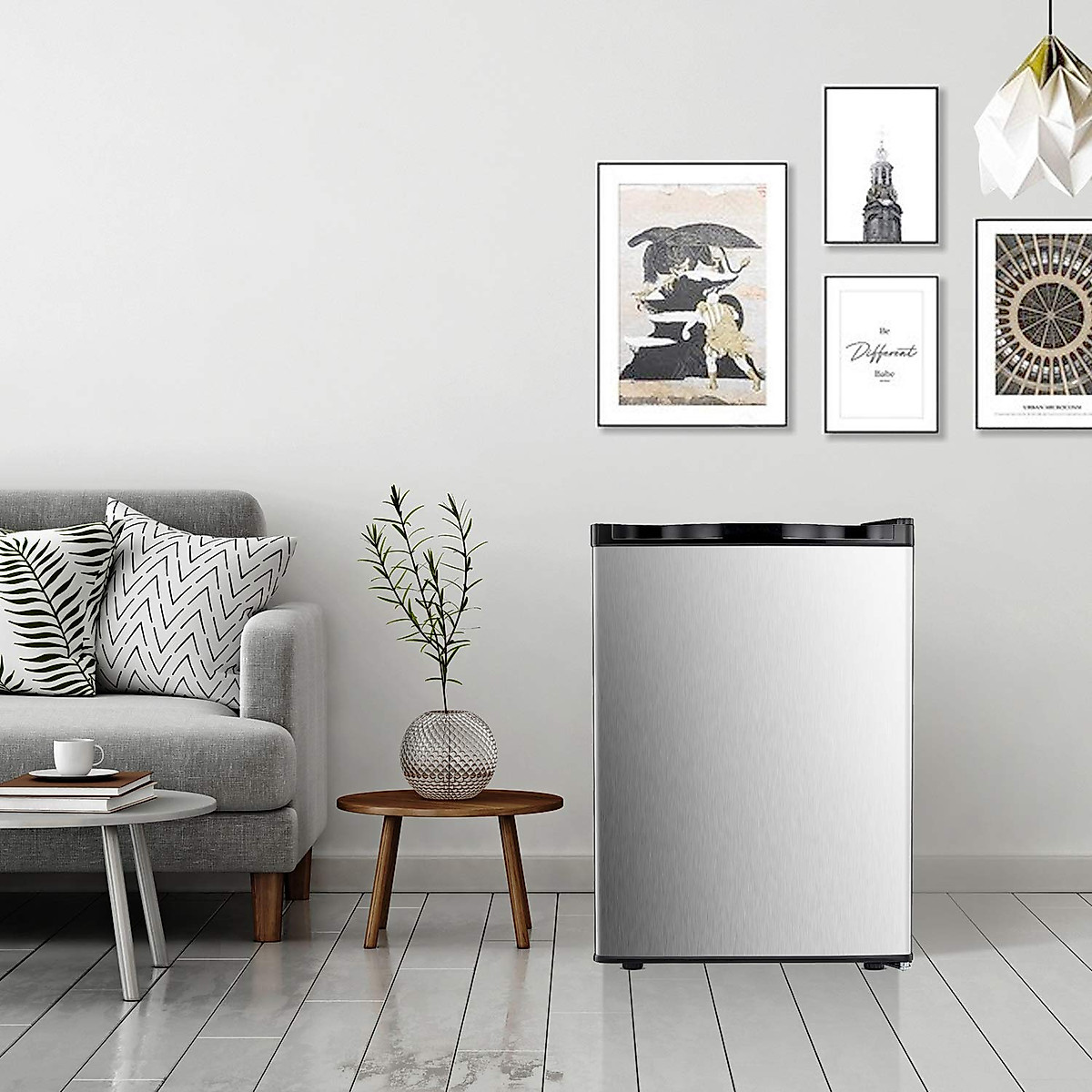 Antarctic Star Upright Freezer 2.1 Cu.ft, Compact Mini Freezer with Reversible Single Door, Temperature Control, Removable Shelves, Small freezer Stainless Steel for Dorms Home Office, Silver