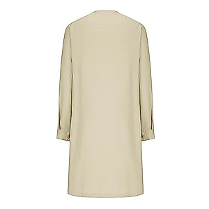 Women's Summer Dresses 2023 Cotton Linen Long Sleeve V-Neck Shirt Dress Flowy Hawaiian Beach Casual Loose Midi Dresses