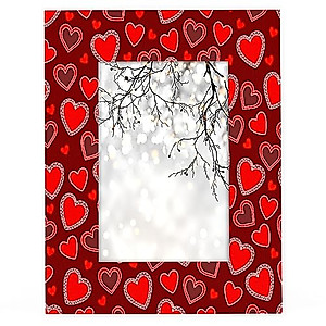 POFATO Red Love Heart 5x7 Picture Frame Wood Photo Frame for Tabletop Display Wall Mount Picture Frame Display 5 x 7 Inch Photo Wall Decor Home Gift Frames