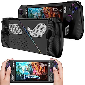 NINKI Silicone Case Compatible ROG Ally Game Console Protector,Flexible Shockproof Anti-Scratch Drop-Proof Non-Slip Full Protective Case for ASUS ROG Ally Gaming Handheld Cover Case Accessories,Black