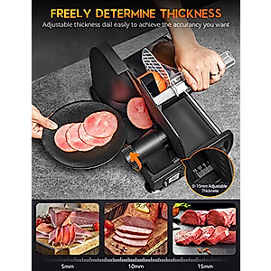 MIDONE Meat Slicer 200W Electric Deli Food Slicer with Two Removable 7.5’’ Stainless Steel Blade, Adjustable Thickness for Home Use, Child Lock Protection, Black