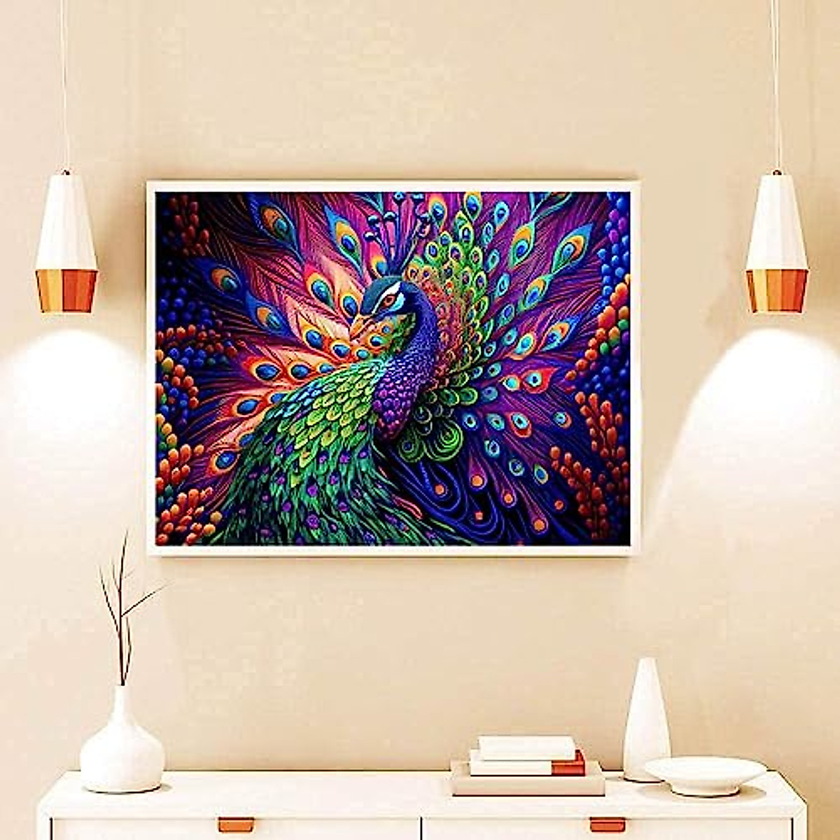 Peacock Stamped Cross Stitch Kits - Colorful 11CT Printed Easy Pattern Needlepoint Kits Embroidery Crafts for Adults Beginners Gift 12x16 Inch