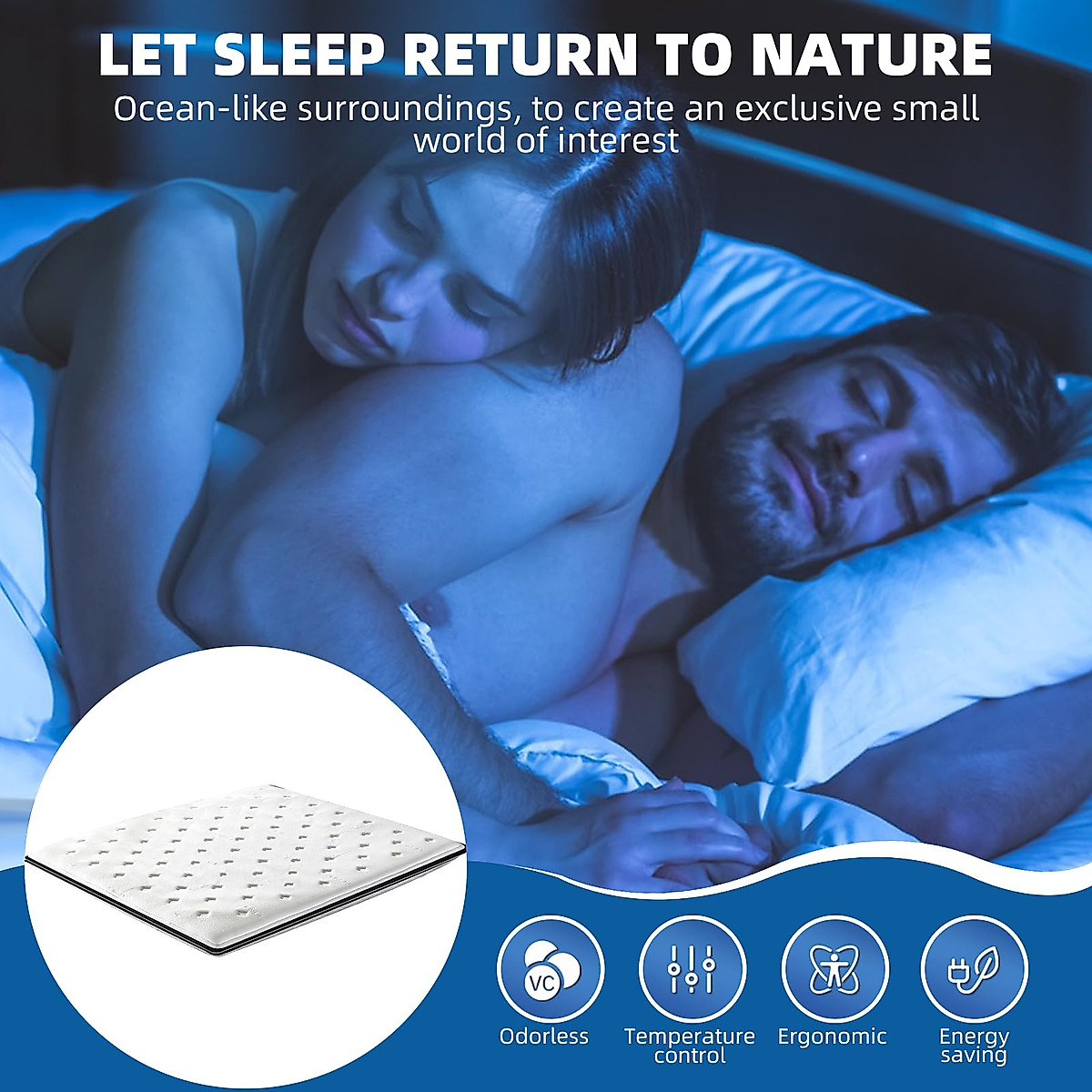 Free Flow Full Water Bed Mattress, PVC Softside Water Bed with Smart Thermostats and Waterbed Fill and Drain Kit, Multifunction and Durable Foldable Water Bed Set for Elderly, Adults (Queen)