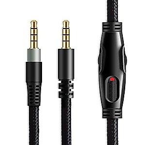 MJKOR Replacement Audio Aux Cable for HyperX Cloud Alpha and Cloud Mix Gaming headsets with Inline Mute & Volume Control (No Inline Mic)