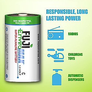 Fuji Enviromax 4200BP2 EnviroMax C Super Alkaline Batteries, 2 pk, White, 2 CT
