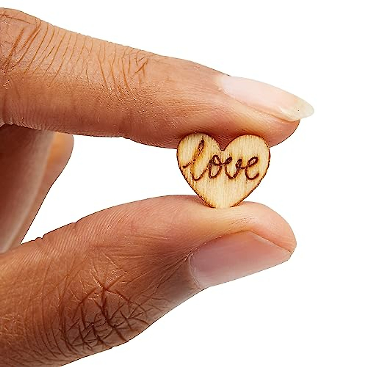 Juvale 200 Pack Engraved Wood Heart Table Confetti, Small Wooden Hearts for Crafts, Wedding, Valentines Decor (Love)