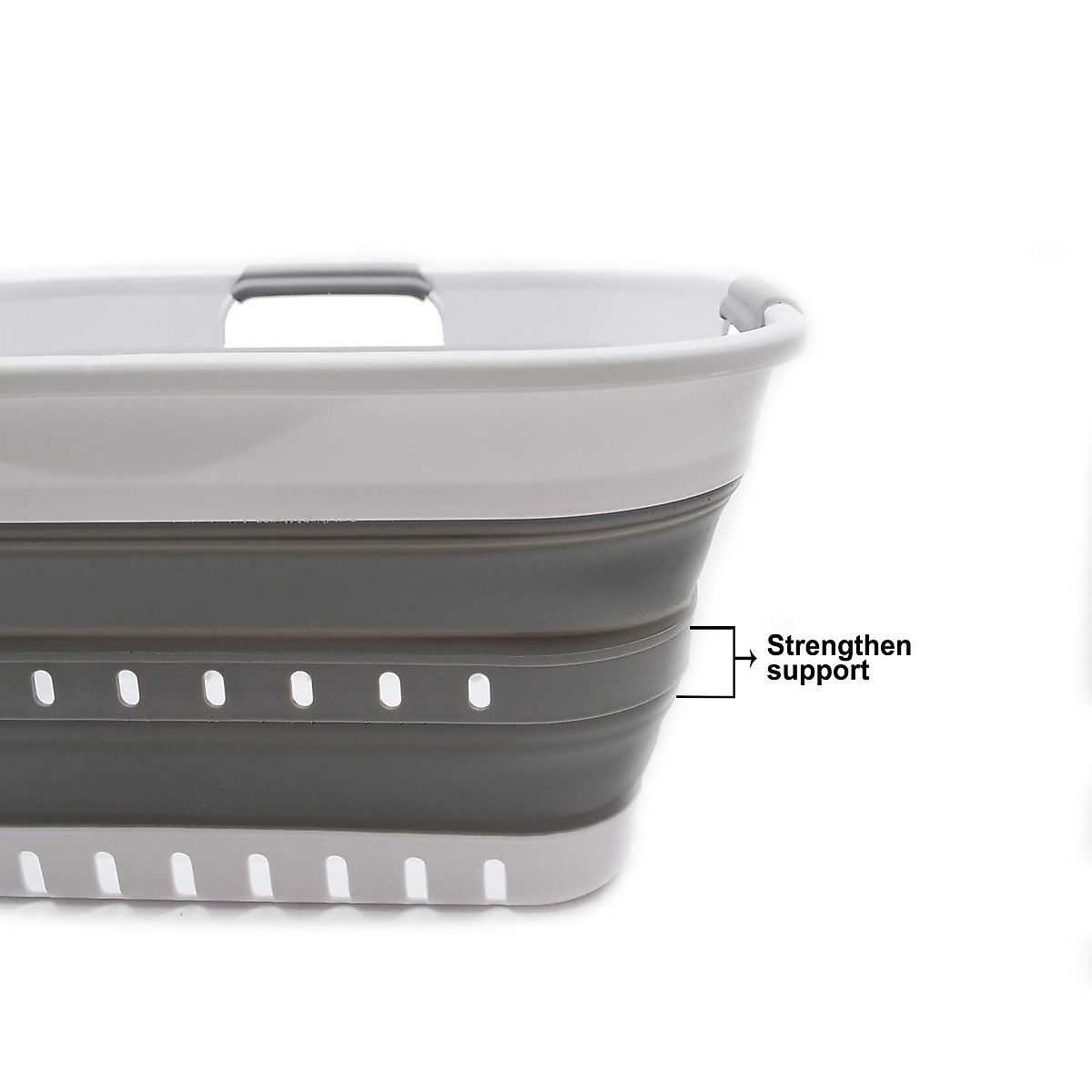 SAMMART Collpasible Laundry Basket (19L Collapsible Laundry Basket with Holes (White/Grey))