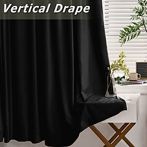 Frelement Grommet Top Curtains Extra Long Soft Velvet Curtains for Tall Windows Thermal Insulated Curtains for Bedroom Backdrop Curtains, 42" W x 78" L, 1 Panel, Black