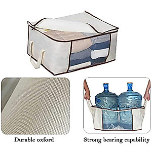 MISSLO Thick Oxford Clothing Organizer Storage Bags for Clothes, Blanket, Comforter, Closet, Medium, 3 Piece Set (Beige)