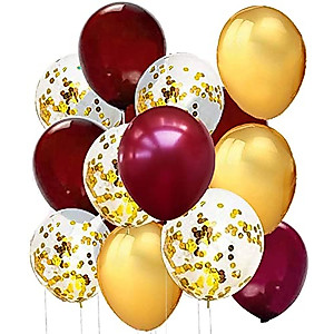 Burgundy Balloons Maroon Gold Graduation Decorations 2023/Burgundy Gold Birthday Party Decorations Women/Fall Balloons Fall Bridal Shower Decorations/Fall Party/Wedding