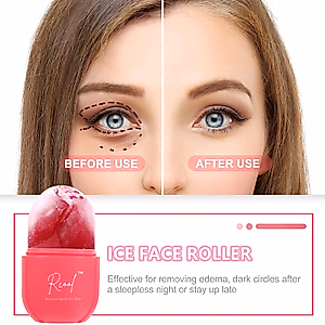 Rcool Ice Face Roller & Gua Sha,Face Massager,Facial Beauty Ice Roller Skin Care Tools,Skin Care Products-for Face&Eyes,Remove Fine Lines,Shrink Pores,Reduce Acne and Lubricate The Skin. (Pink)