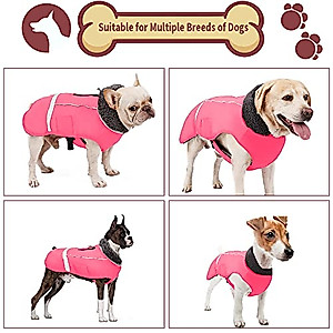 Doglay Dog Winter Coat with Thicken Furry Collar, Fleece Lining Reflective Warm Dog Jacket, Waterproof Adjustable Dog Clothes for Cold Weather, Soft Puppy Vest Apparel for Small Medium Large Dogs