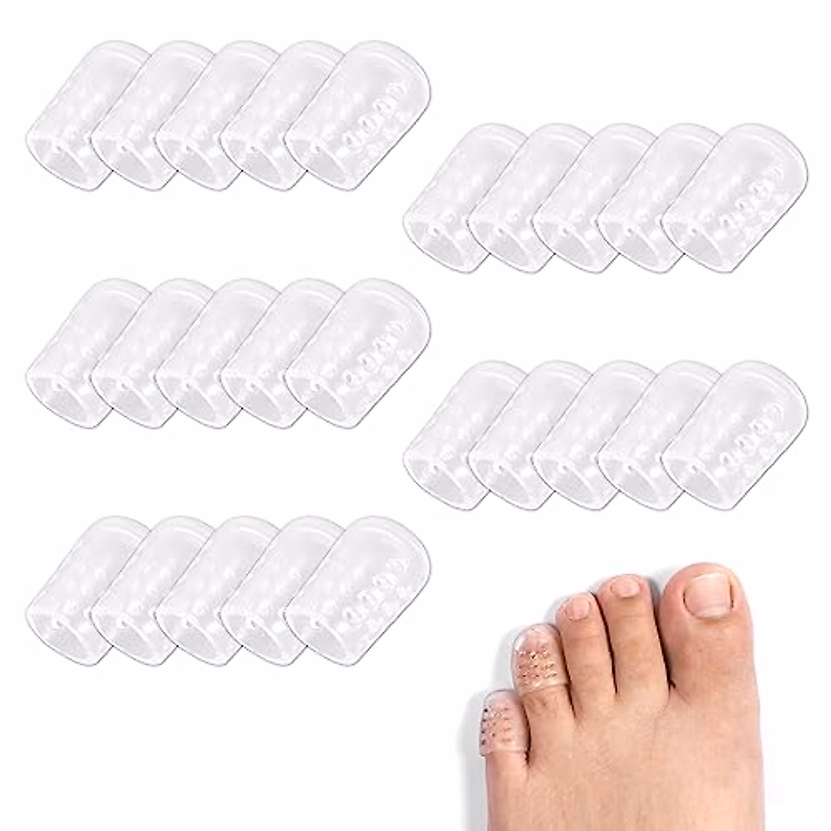 30pcs Silicone Anti-Friction Toe Protector, Breathable Toe Protectors Clear Toe Covers Silicone Toe Guards Soft Toe Sleeves for Women Men