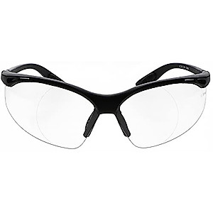 Full Lens Magnifying Safety Glasses - Safety Reading Glasses for Men, Women, Work, Healthcare, Riding - with Black Lightweight Wrap-Around Frame - Z87.1 Certified - UV Protection - Clear Lens, 1.50