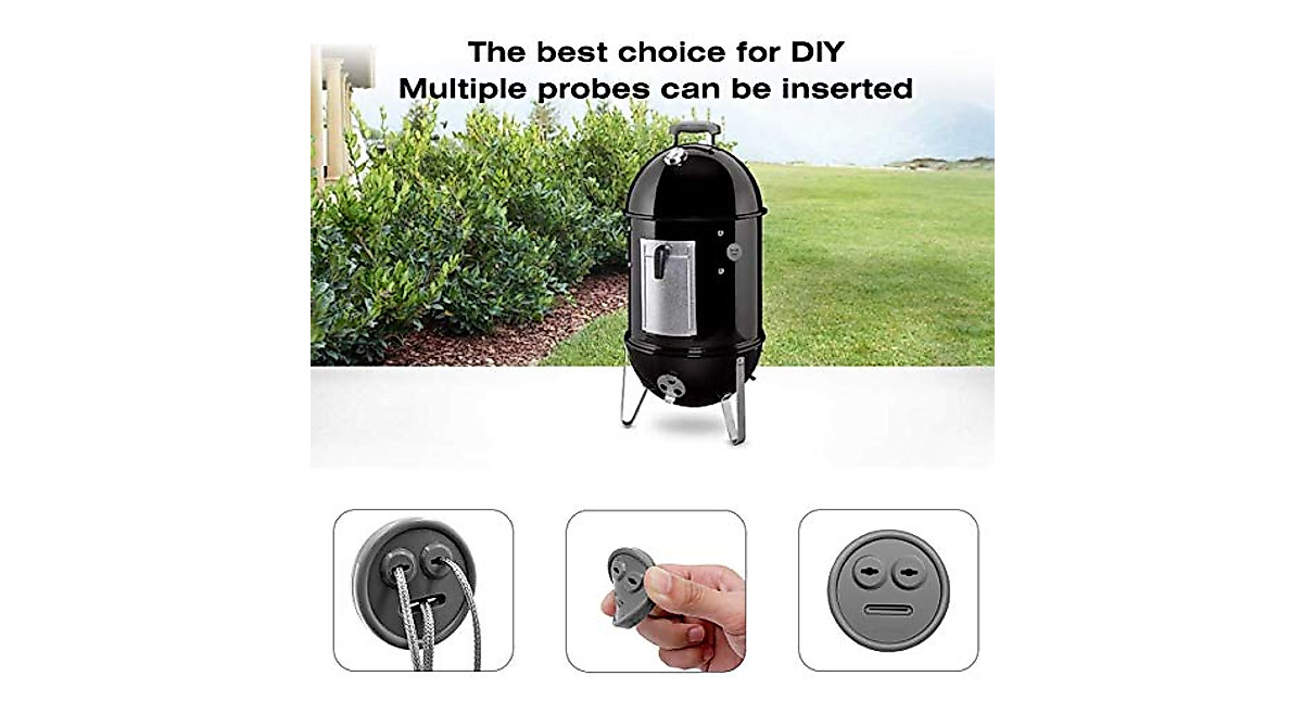 Entsong 4-Pack Thermometer Probe Grommets for BBQ and Weber Smokey Mountain