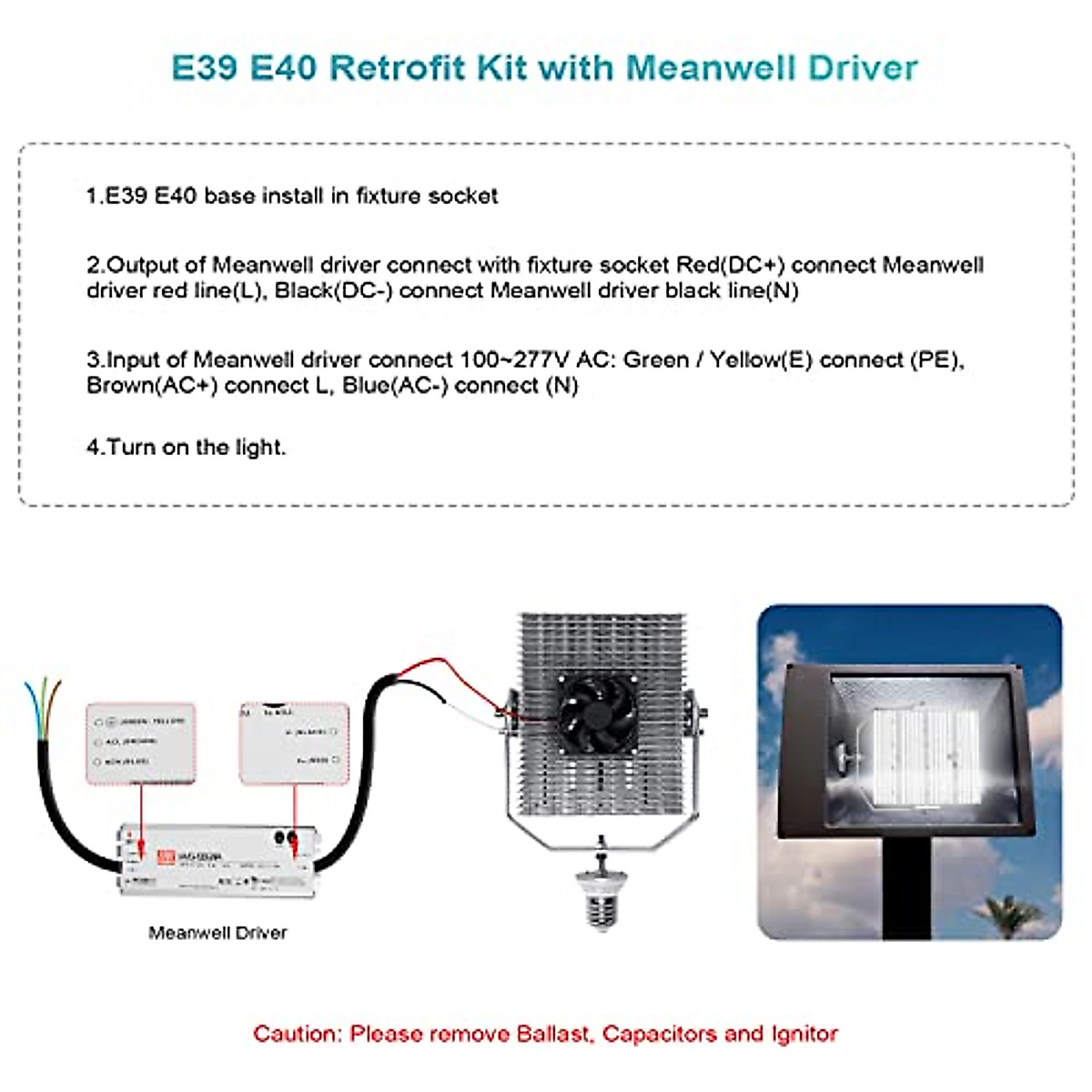 120W Shoebox LED Retrofit Kits 17500LM (400W MH/HPS Equiv), AC277-480V LED Shoebox Retrofit Light for Parking Lot, ETL DLC 5700K E39 Mogul Street Area Light Retrofit for Tennis Court Wall Pack
