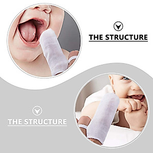 Healifty 18pcs Teeth Gauze Infant Finger Clean Oral Toothbrush Infant Mouth Cleaner Cotton Gauze Elastic Finger cot for 0-36 Months White