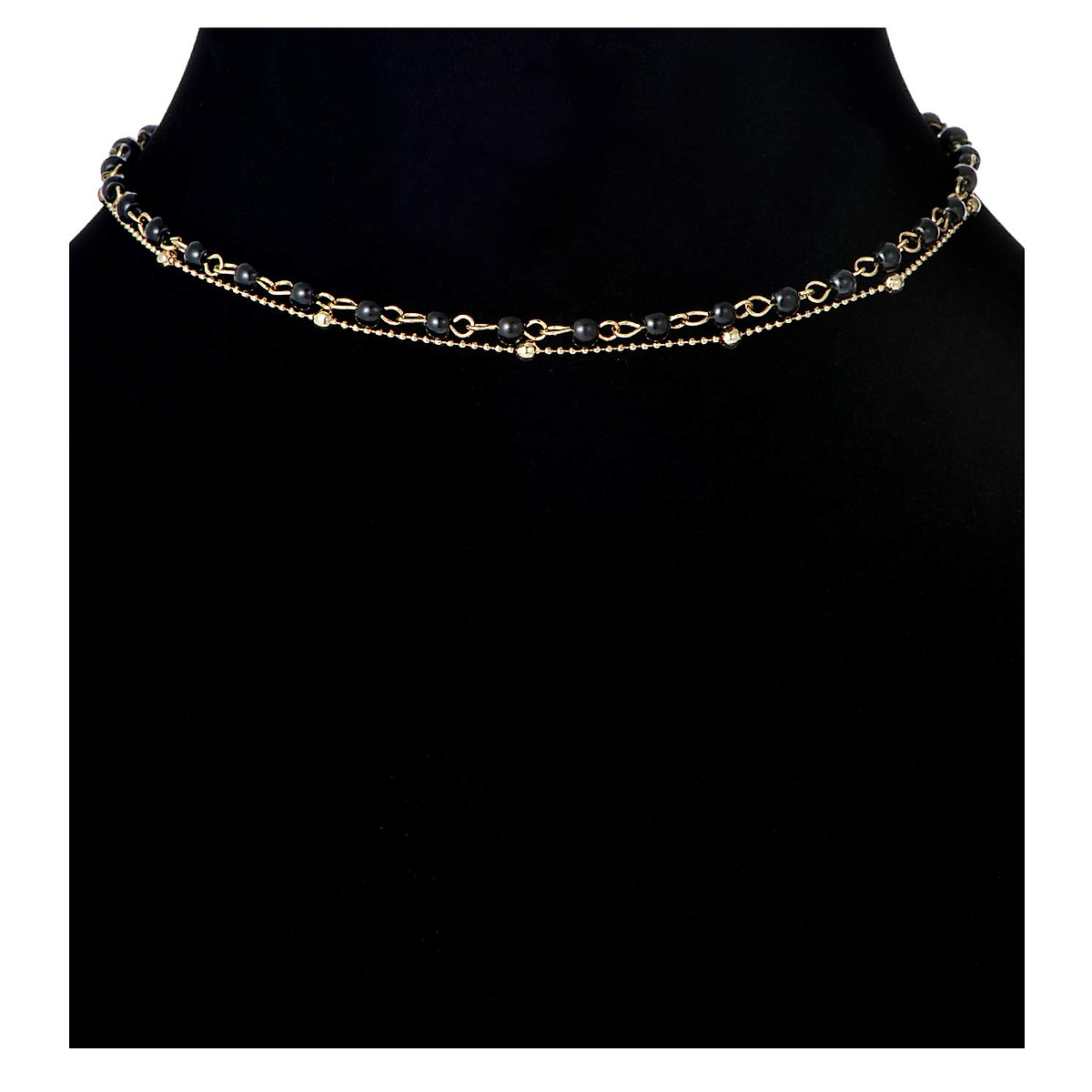 Ofeiyaa 12pcs Chain Gold Bead Necklace Coin Moon Star Pearl Pendant Chain Choker Multilayer Necklace Leather Cord Set for Women Men Gold Adjustable