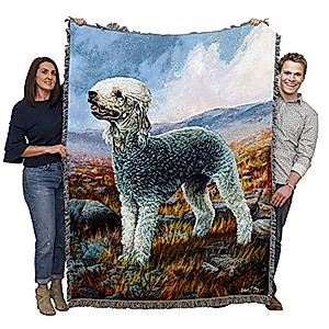 Pure Country Weavers Bedlington Terrier Blanket by Robert May - Gift for Dog Lovers - Tapestry Throw Woven from Cotton - Made in The USA (72x54)