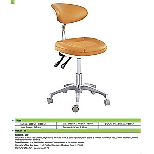 Deluxe Dental Mobile Chair Doctor's Stool with Backrest Micro Fiber Leather 6001
