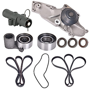 TKH-002 Engine Timing Belt Kit with Water Pump Compatible with 2003-2018 Accord Crosstour Odyssey Pilot Ridgeline MDX RDX RL TL TSX ZDX Saturn Vue 3.0L 3.5L 3.7L Replaces# TCKWP329 19200-RDV-J01