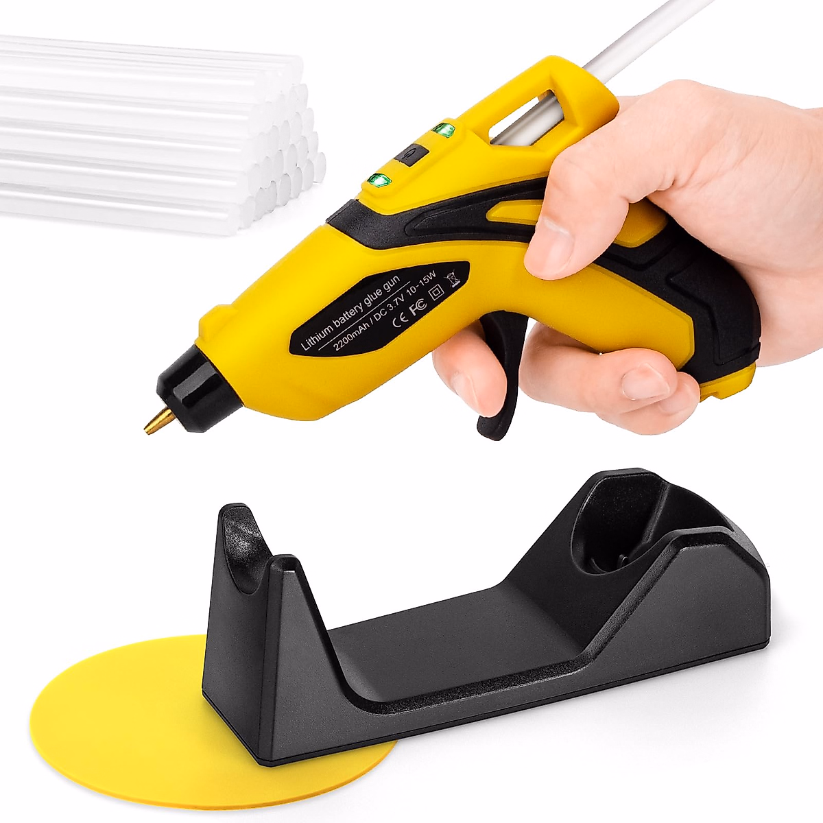 Cordless Hot Glue Gun, Quick Preheat Anti-Drip Glue Gun with Stand, Rechargeable Hot Glue Gun Kit with 30Pcs Glue Sticks, Automatic-Power-Off Cordless Glue Gun for Crafts, Art, DIY and Home Repairs