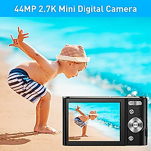Digital Camera 2.7K 44MP Camera, VAFOTON 2.8" LCD Rechargeable Mini Compact Pocket Camera with 16X Zoom for Adult Seniors Students Kids Beginner