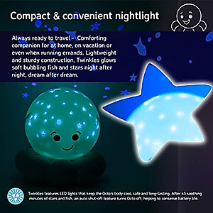 Cloud b Travel Comforting Nightlight Projector | Gentle Brightness | 3 Colors | Auto-Shutoff | Octo Baby Blue