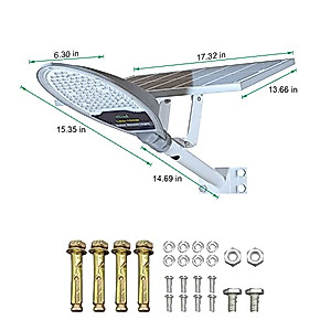 YiLaie Solar Street Light, Large Area Super Bright Long Time Outdoor Lighting Waterproof Solar Powered Street Light, Lighting for Driveway Barn Yard and Places Without Power, No Cable Laying Required