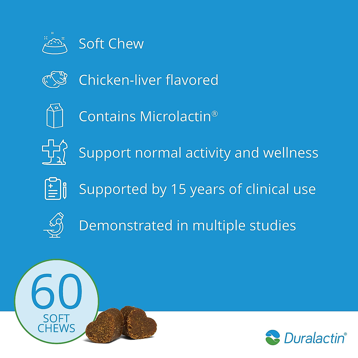 PRN Pharmacal Duralactin Feline Fatty Acid Soft Chews - Joint Health Supplement for Cats & Kittens to Help Manage Soreness - Omega-3 Fatty Acid Supplement - Chicken Liver Flavor - 60 Chews