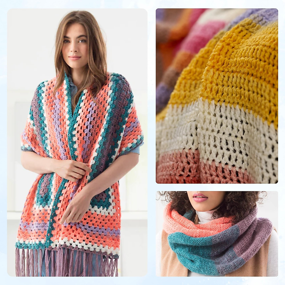 Lion Brand Mandala Centaur 525-214 (6-Skeins - Same Dye Lot) DK Light Worsted #3 Acrylic Yarn for Crocheting and Knitting - Bundle with 1 Artsiga Crafts Project Bag