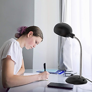 LEPOWER Metal Desk Lamp, Flexible Goose Neck Table Lamp, Eye-Caring Study Desk Lamp with E12 Lamp Base, Adjustable Desk Lamp for Living Room, Bedroom, Study Room and Home Office (Black)