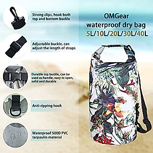 OMGear Waterproof Dry Bag Backpack Waterproof Phone Pouch 40L/30L/20L/10L/5L Floating Dry Sack For Kayaking Boating Sailing Canoeing Rafting Hiking Camping Outdoors Activities (camouflage1, 20L)