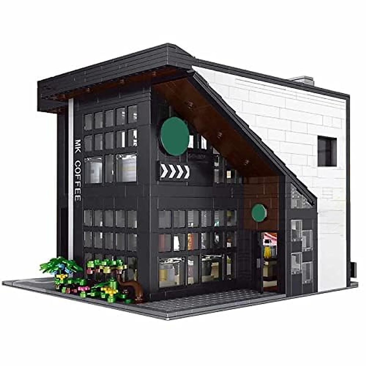 General Jim's Coffee House Modern Architecture Building Blocks Two Level City Modular MOC Bricks Toy Building Set with Light Effects Great Modular Build for Teens and Adults